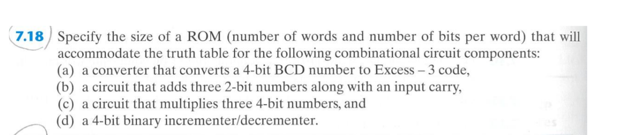 Solved 7.18 Specify the size of a ROM (number of words and | Chegg.com