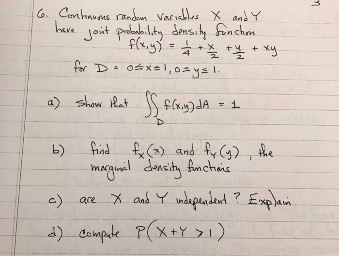 Solved Continuous random variable X and Y have joint | Chegg.com