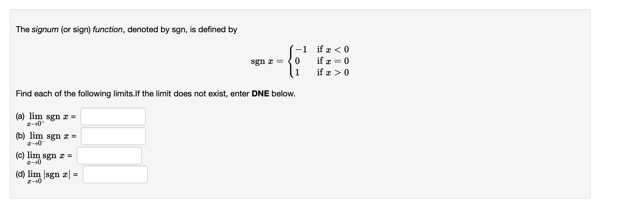 Solved The signum (or sign) function, denoted by sgn, is | Chegg.com