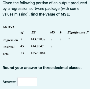 Solved Given the following portion of an output produced by | Chegg.com