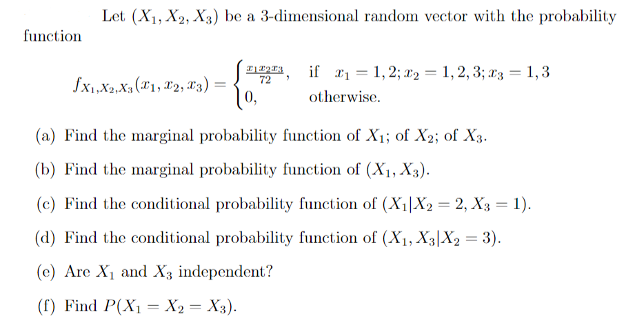 Solved Let (X1, X2, X3) be a 3-dimensional random vector | Chegg.com