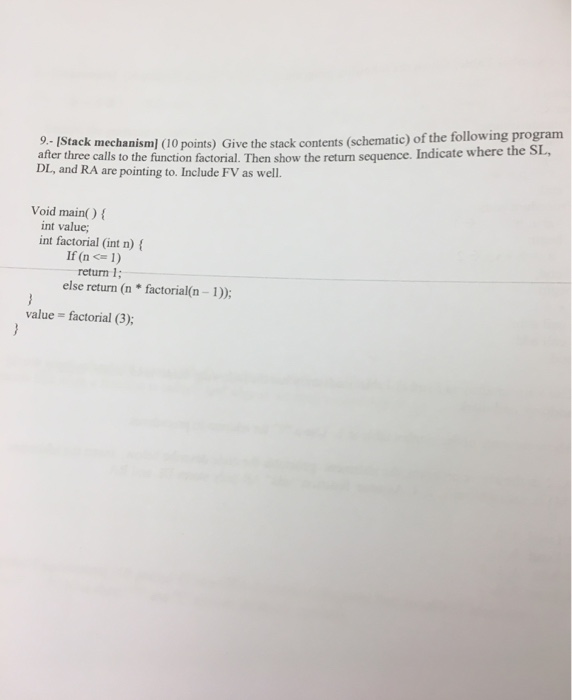 Solved 9-1Stack mechanism] (10 points) Give the stack | Chegg.com
