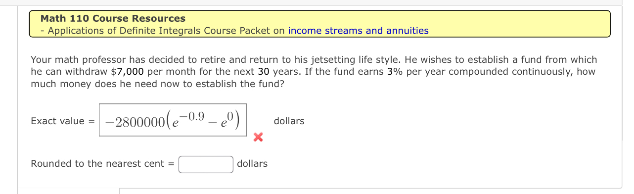 Solved - ﻿Applications of Definite Integrals Course Packet | Chegg.com