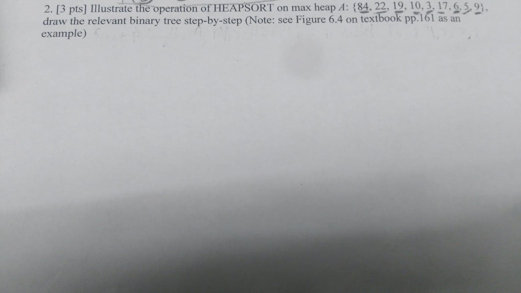 Solved Illustrate the operation of HEAPSORT on max heap A: | Chegg.com