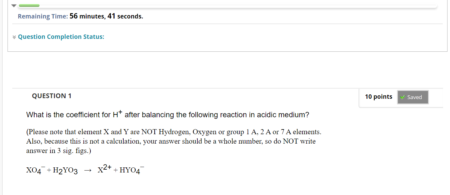 Solved What is the coefficient for H+after balancing the | Chegg.com
