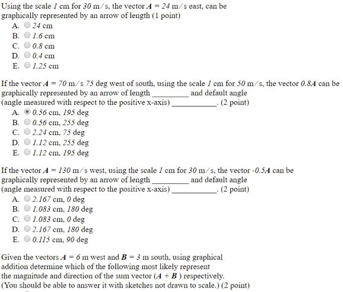 Solved Using the scale 1 cm for 30 m/s, the vector A 24 m/s | Chegg.com