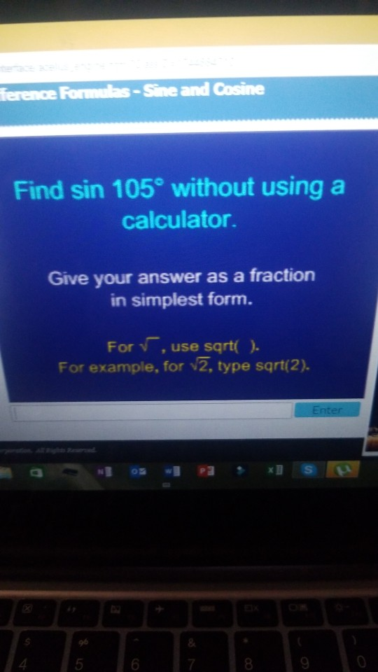Solved ference Formulas- Sine and Cosine Find sin 105 | Chegg.com