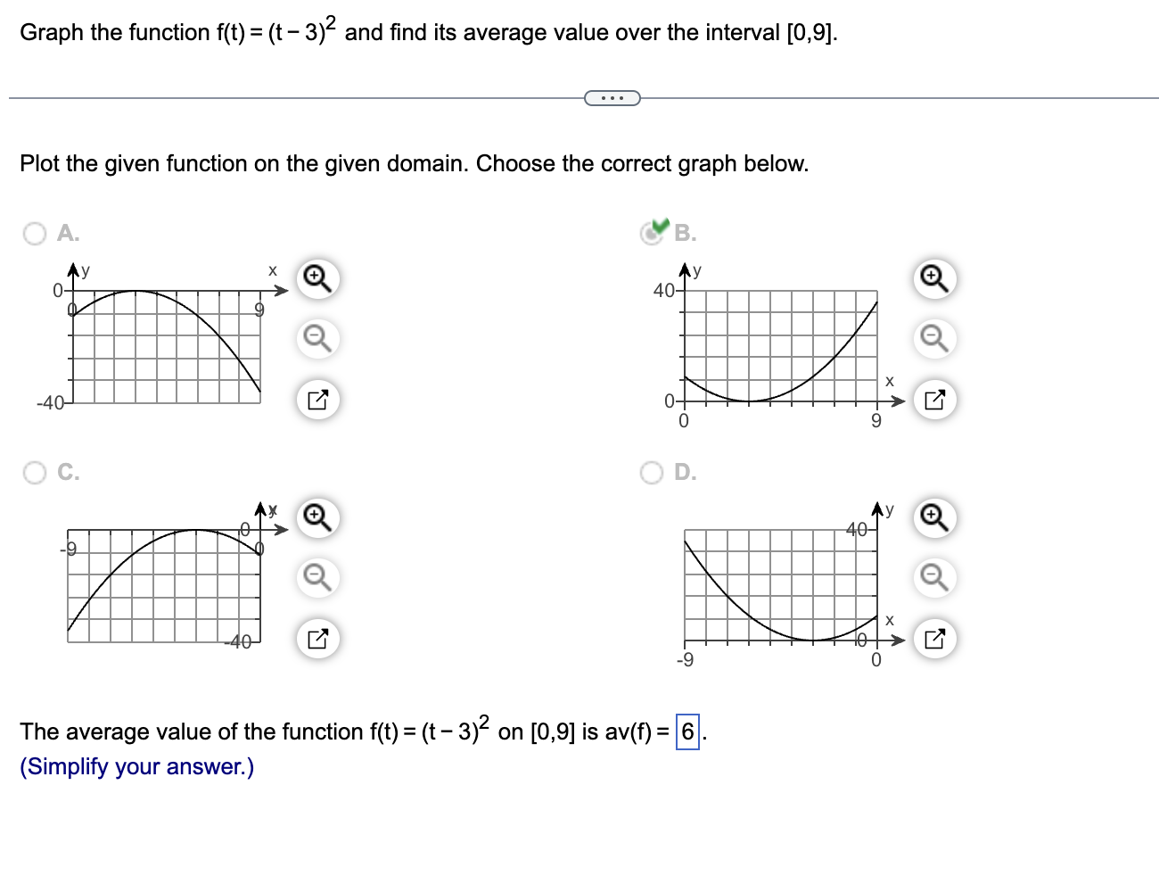 Solved Graph the function f(t)=(t−3)2 and find its average | Chegg.com