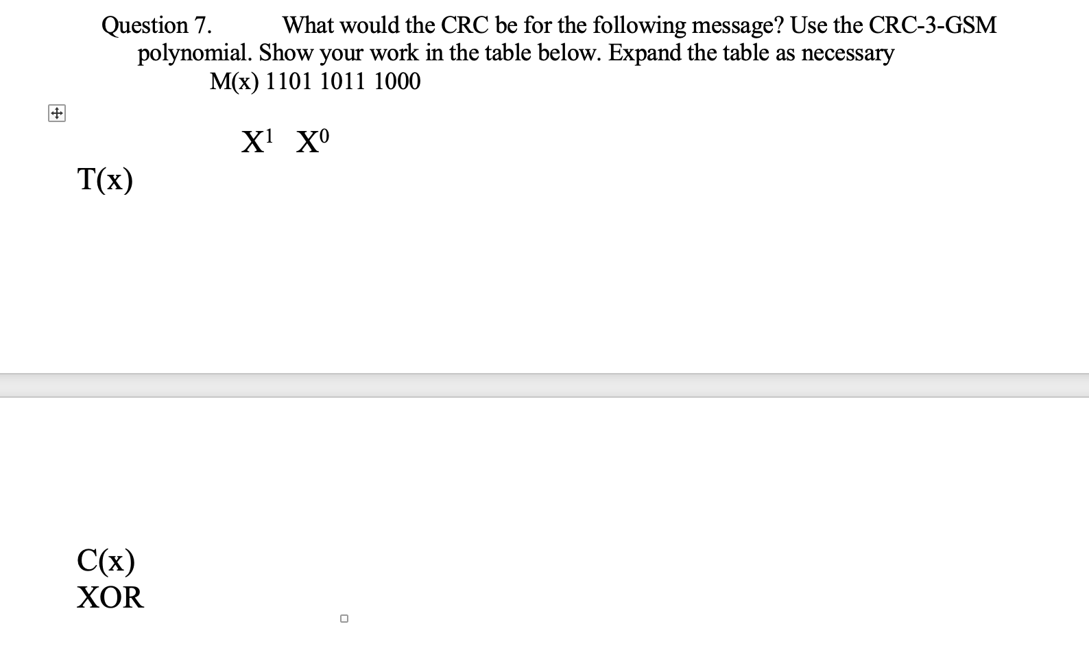 Question 7. What would the CRC be for the following | Chegg.com