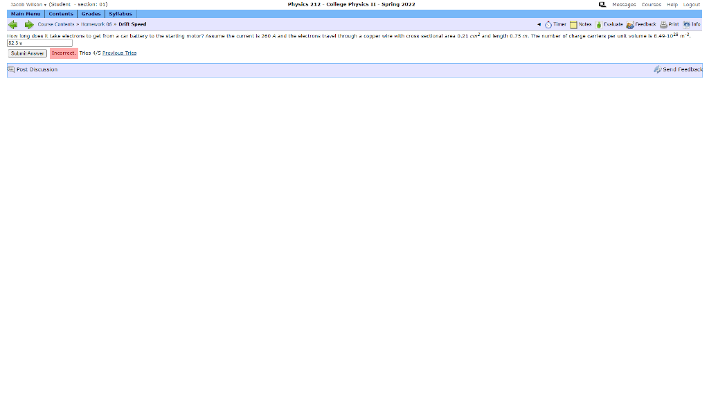 Solved Jacob Wilson (Student - section: 01) Physics 212 - | Chegg.com