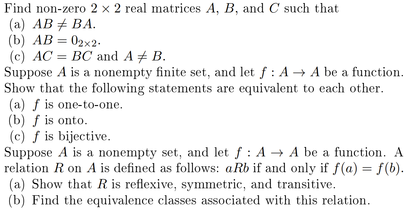 Solved Find non-zero 2 × 2 real matrices A, B, and C | Chegg.com