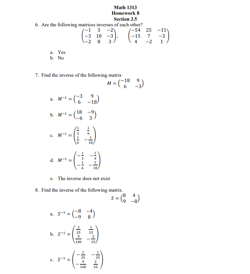 Solved Math 1313 Homework 8 Section 3.5 ). Find the | Chegg.com