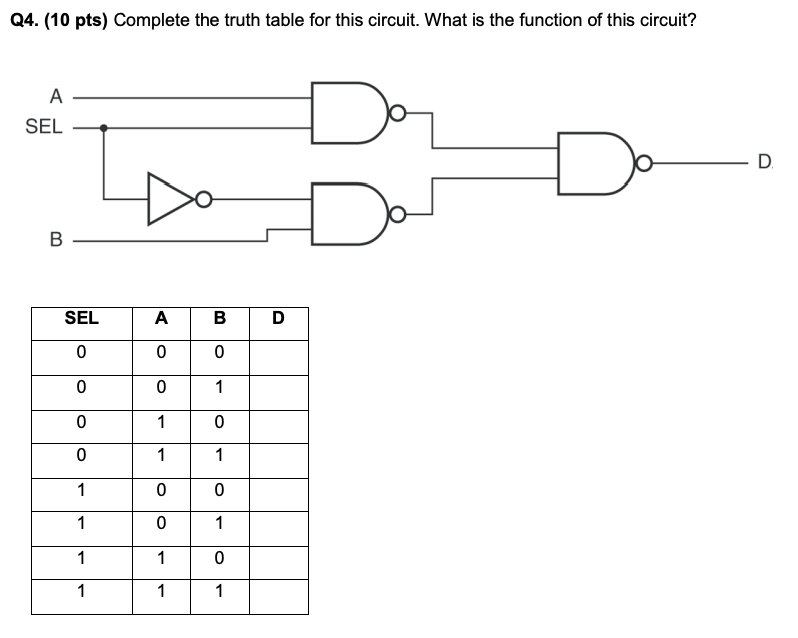 Solved Q4. (10 pts) Complete the truth table for this | Chegg.com