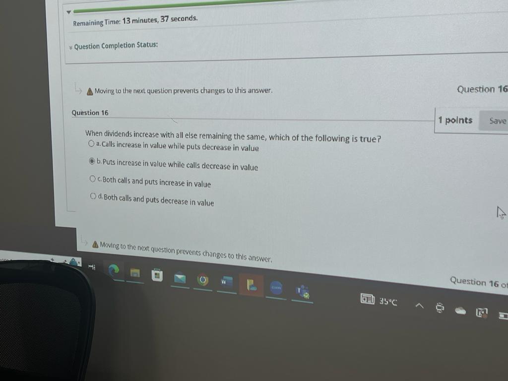 Solved When the stock price increases with all else | Chegg.com