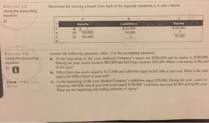 Solved Determine the missing amount from each of the | Chegg.com