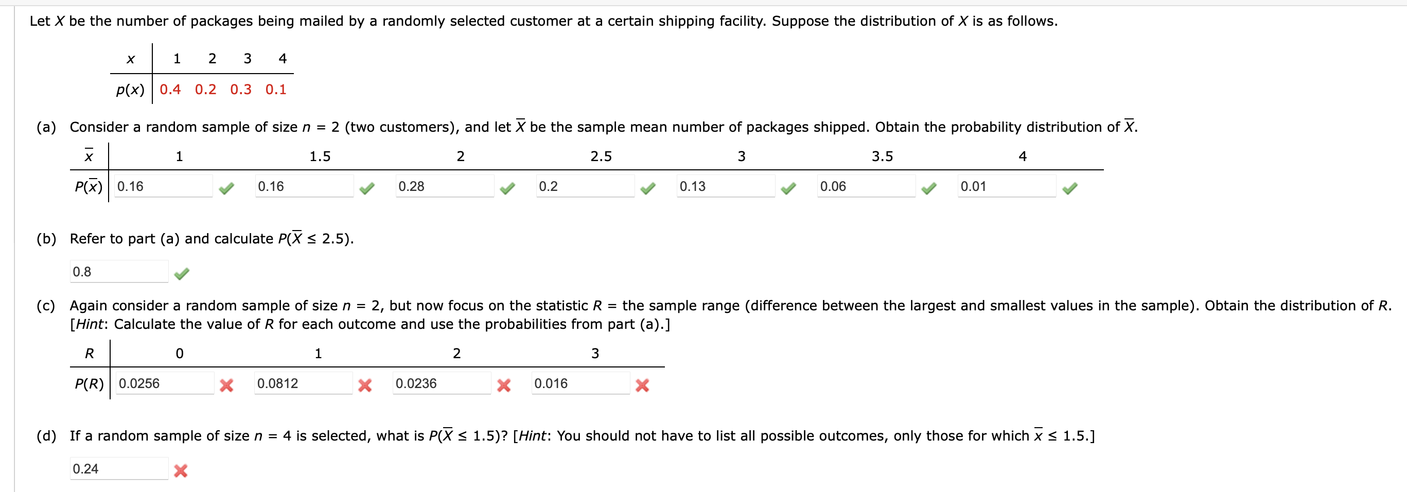 Solved (b) Refer to part (a) and calculate P(Xˉ≤2.5). [Hint: | Chegg.com