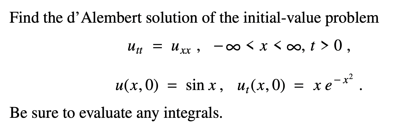Solved Find the d'Alembert solution of the initial-value | Chegg.com
