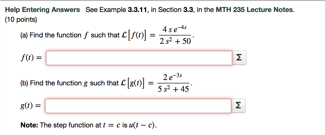 Solved Help Entering Answers See Example 3.3.11, in Section | Chegg.com