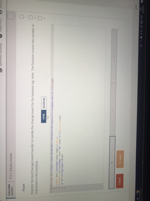 Solved :jQuery events. ACTIVITY 9.3.1 Reset Register the | Chegg.com