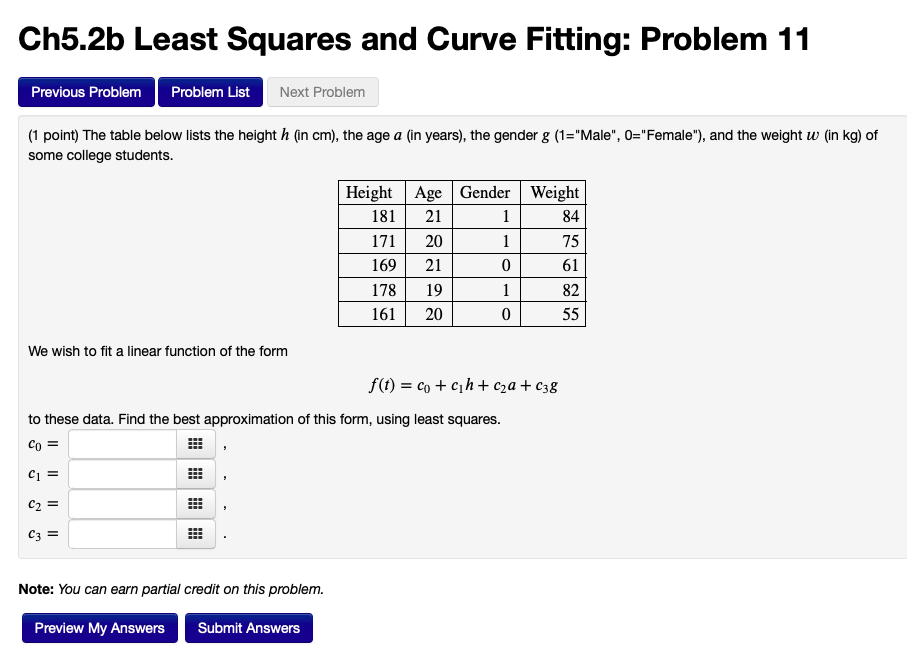 Solved Ch5.2b Least Squares and Curve Fitting: Problem 11 | Chegg.com