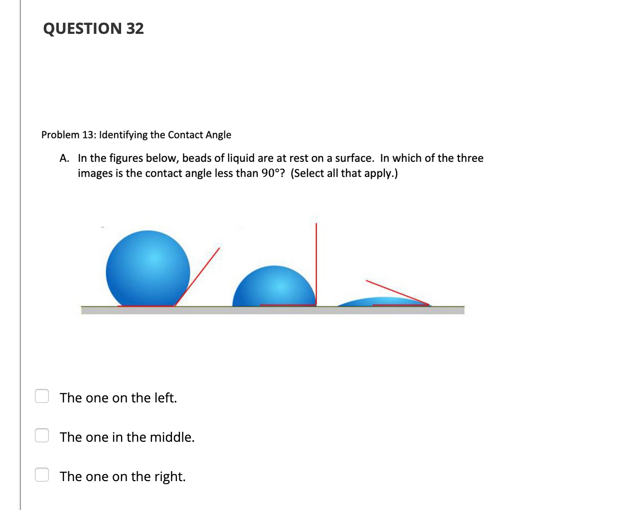 Solved QUESTION 32 Problem 13: Identifying the Contact Angle | Chegg.com