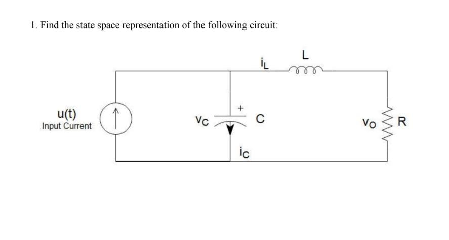 Solved 1. Find the state space representation of the | Chegg.com