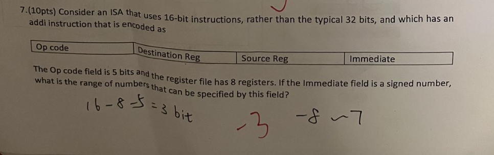 Solved 7.(10pts) Consider an ISA that uses 16-bit | Chegg.com
