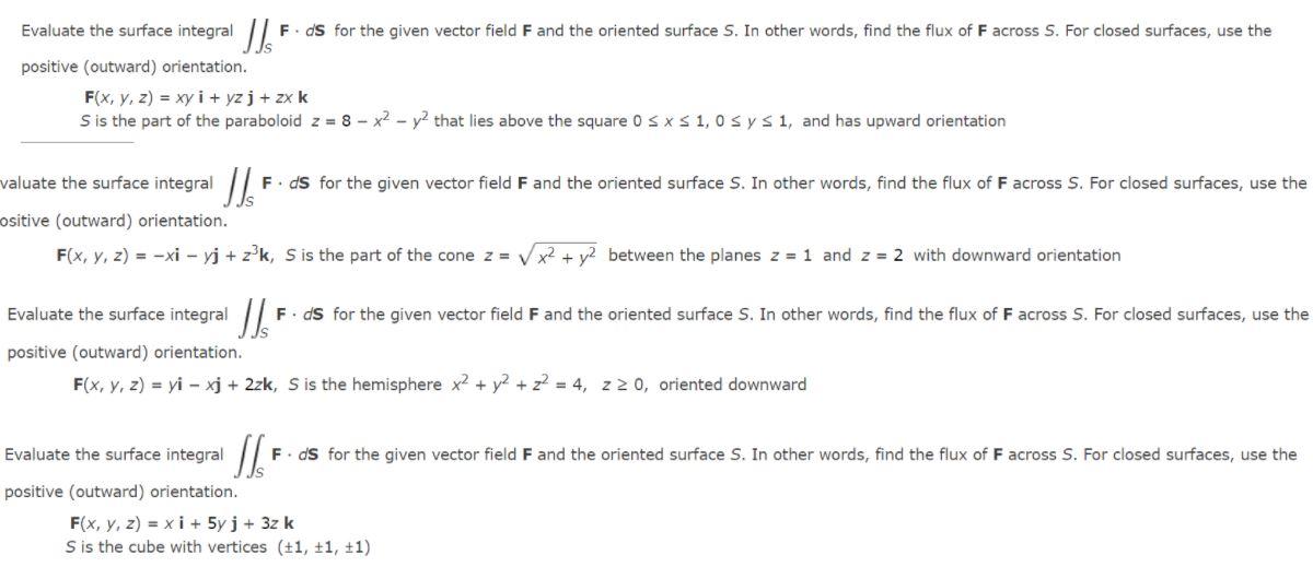 Solved Evaluate the surface integral ]] F.ds for the given | Chegg.com