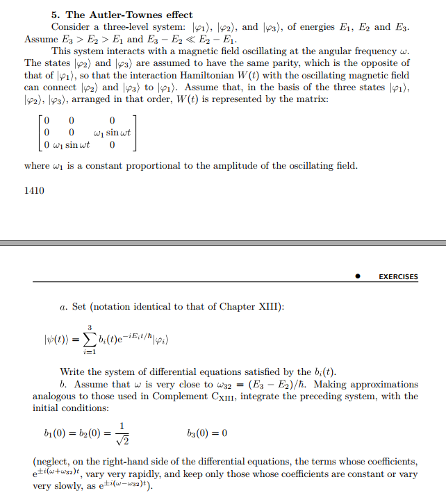 Solved 5. The Autler-Townes effect Consider a three-level | Chegg.com
