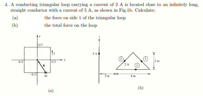Solved 4. A conducting triangular loop carrying a current of | Chegg.com