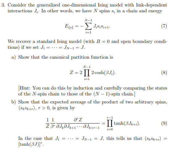 Solved 3. Consider the generalized one-dimensional Ising | Chegg.com