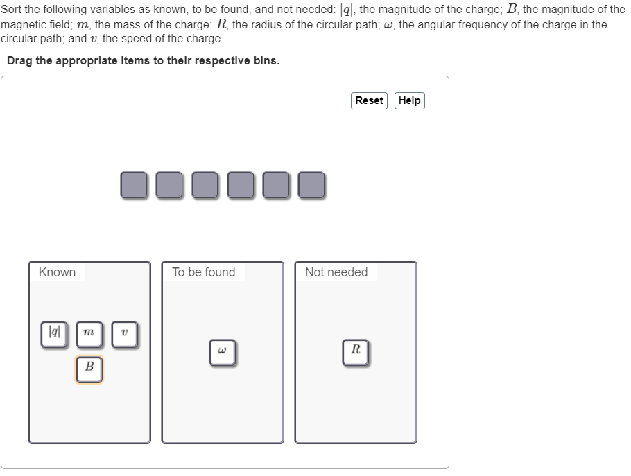 Solved Sort the following variables as known, to be found, | Chegg.com