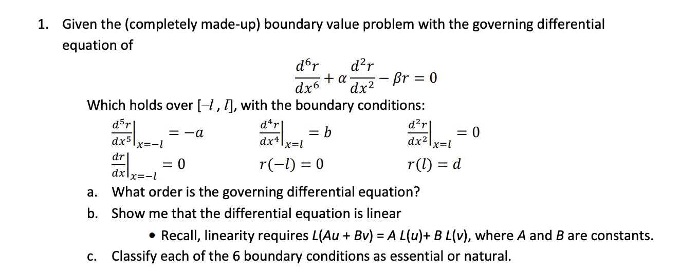 Solved Given the (completely made-up) boundary value problem | Chegg.com