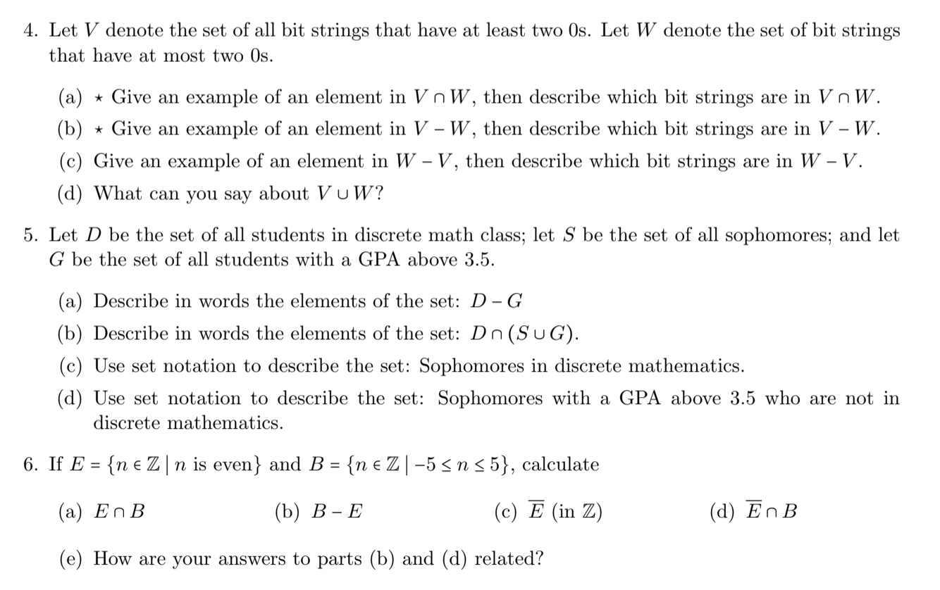 Solved 4. Let V denote the set of all bit strings that have | Chegg.com