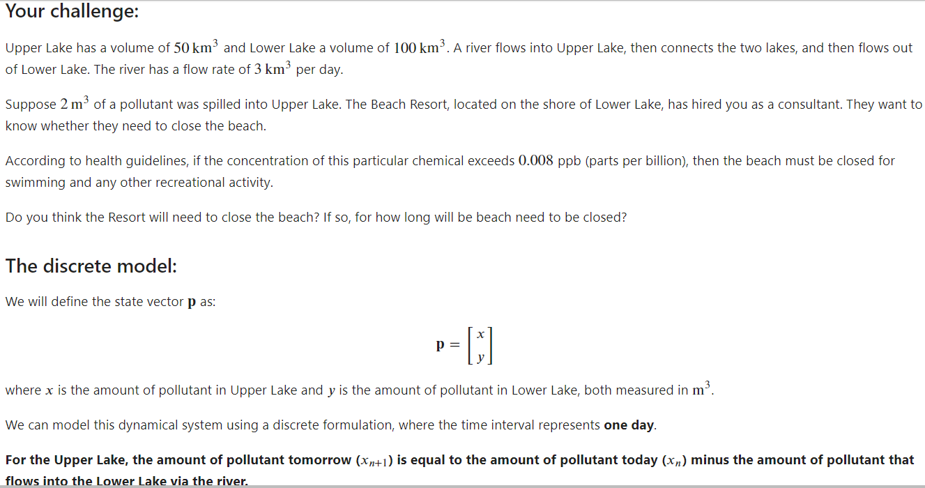 CHW8.1. Dynamical Systems: Modeling the concentration | Chegg.com