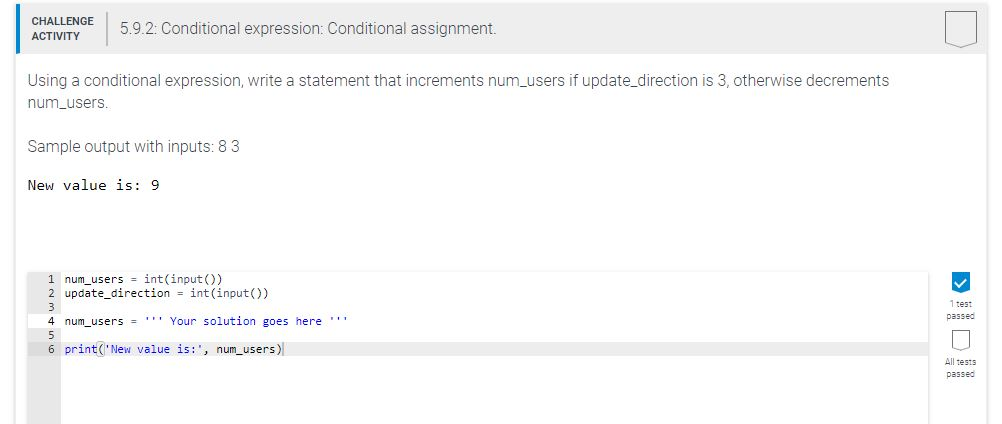 Solved: This is pythonI was able to pass the 1st test with