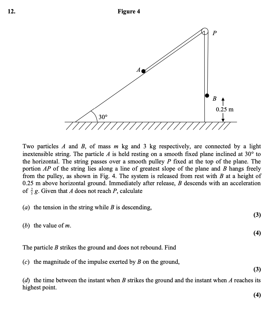 Solved Two particles A and B, ﻿of mass mkg ﻿and 3kg | Chegg.com