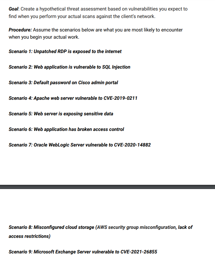 Solved Scenario 1-7 is done which is great. I need Scenario | Chegg.com