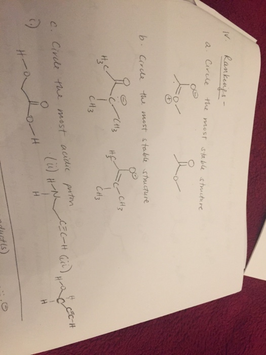 Solved a. Circle the most stable structure b. Circle the | Chegg.com