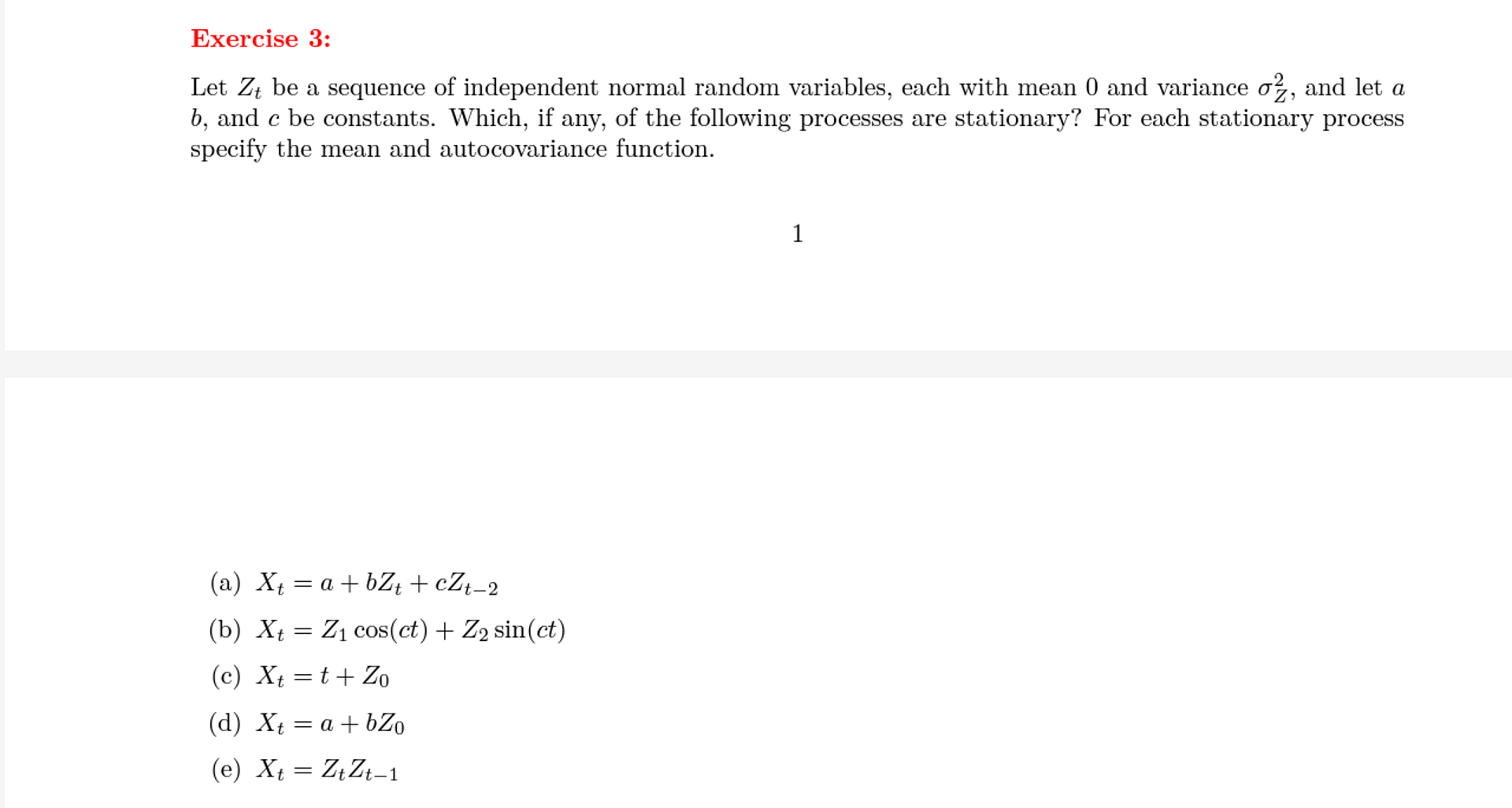 Solved Exercise 3:Let Zt ﻿be a sequence of independent | Chegg.com