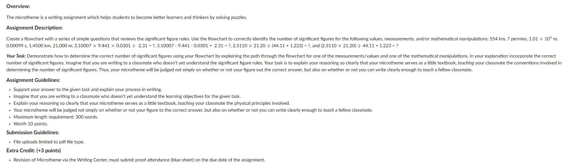 Solved The microtheme is a writing assignment which helps | Chegg.com