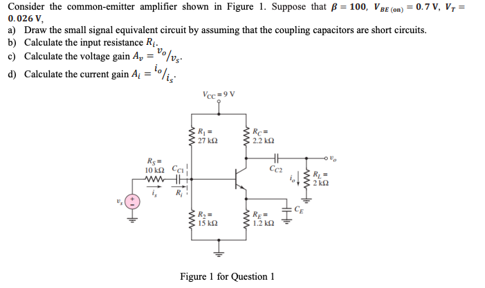 Solved Consider the common-emitter amplifier shown in Figure | Chegg.com
