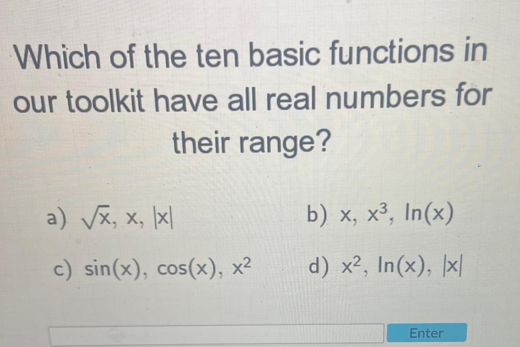Solved Which of the ten basic functions in our toolkit have | Chegg.com
