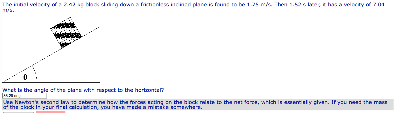 Solved The initial velocity of a 2.42 kg block sliding down | Chegg.com