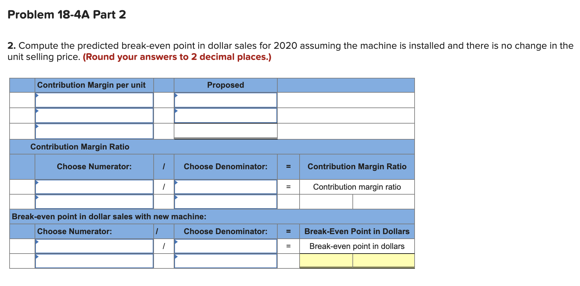 Solved ! Required information Problem 18-4A Break-even | Chegg.com