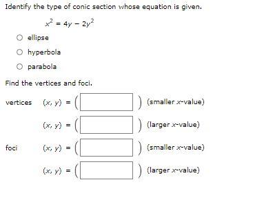 Solved Identify the type of conic section whose equation is | Chegg.com
