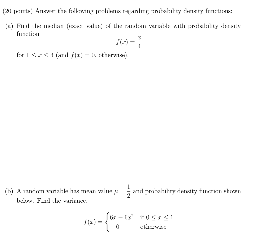 Solved (20 points) Answer the following problems regarding | Chegg.com