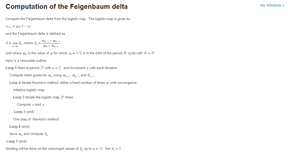 Solved Computation of the Feigenbaum delta Compute the | Chegg.com