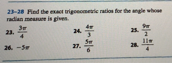 Solved 23-28 Find the exact trigonometric ratios for the | Chegg.com