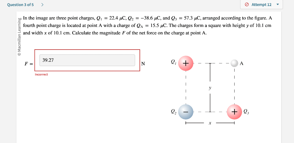 Solved In the image are three point charges, 𝑄1=22.4 𝜇C, | Chegg.com